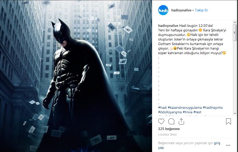 Hadi ipucu sorusu: Kara Şövalye hangi süper kahramandır? 15 Ekim Hadi ...