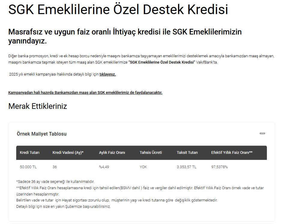100.000 TL kredi aylık 7.857 TL taksitle veriliyor! Emeklilere büyük ...