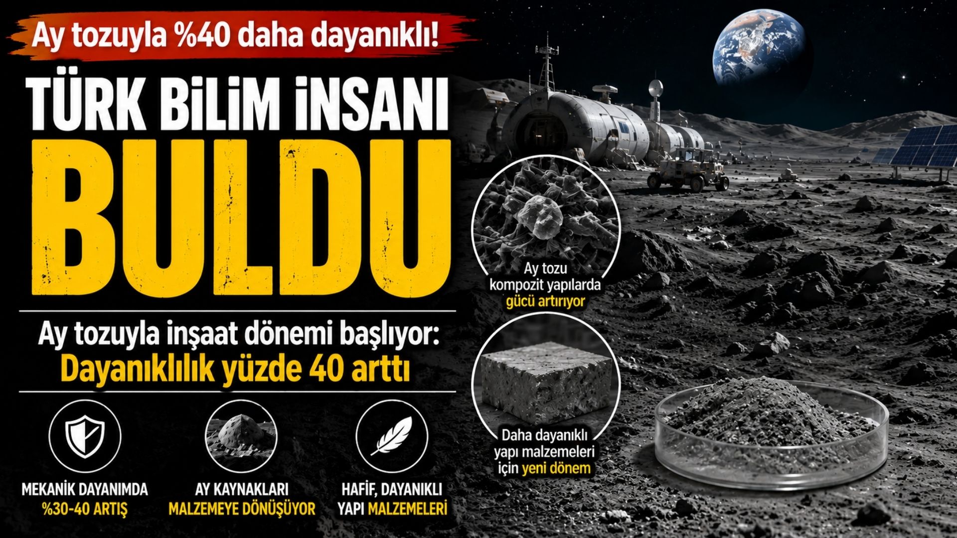 Ay tozuyla inşaat dönemi başlıyor: Dayanıklılık yüzde 40 arttı