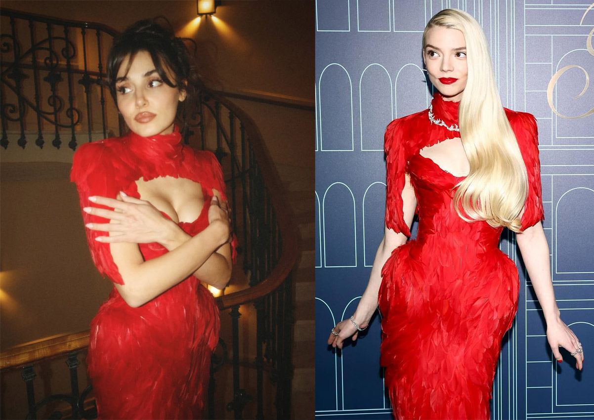 Hande Erçel kırmızı elbisesiyle dünya yıldızı Anya Taylor-Joy ile pişti ...